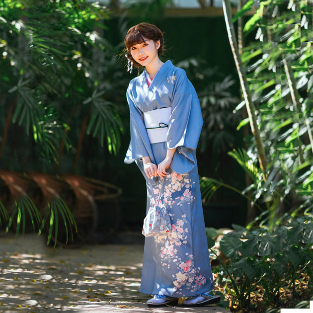 Morandi Blue Women Festival Yukata | Japanese Kimono Shop