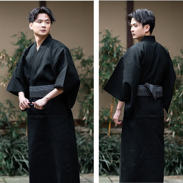 Men Black Festival Wear Yukata | Japanese Kimono Shop