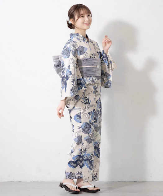 Traditional Japanese Cotton Linen Yukata Kimono for Festivals & Photography