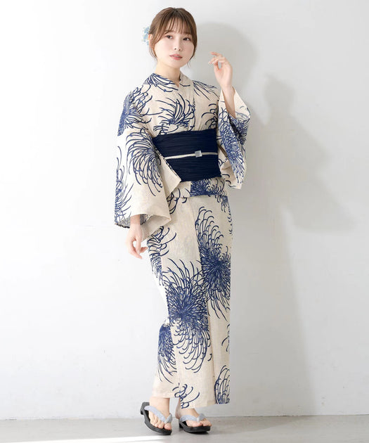 Traditional Japanese Cotton Linen Yukata Kimono for Festivals & Photography