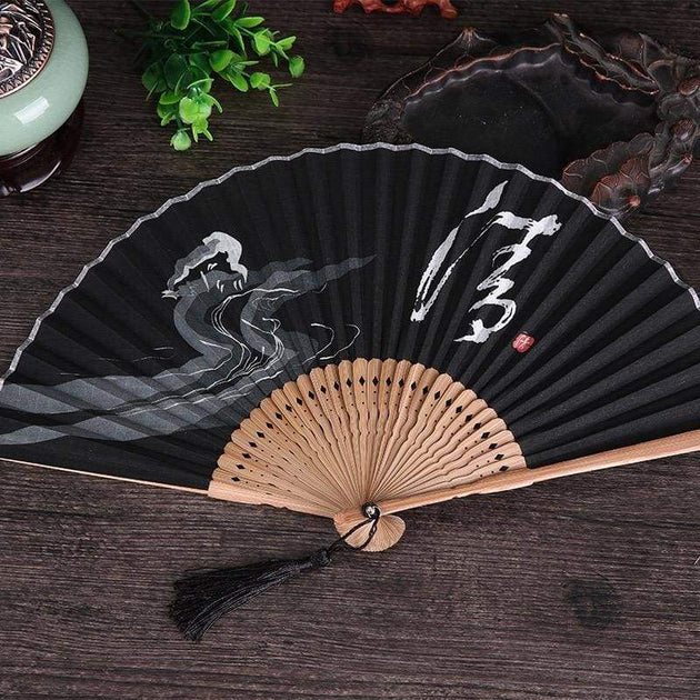 Hand fan japanese folding fan - buddhist style foxtume