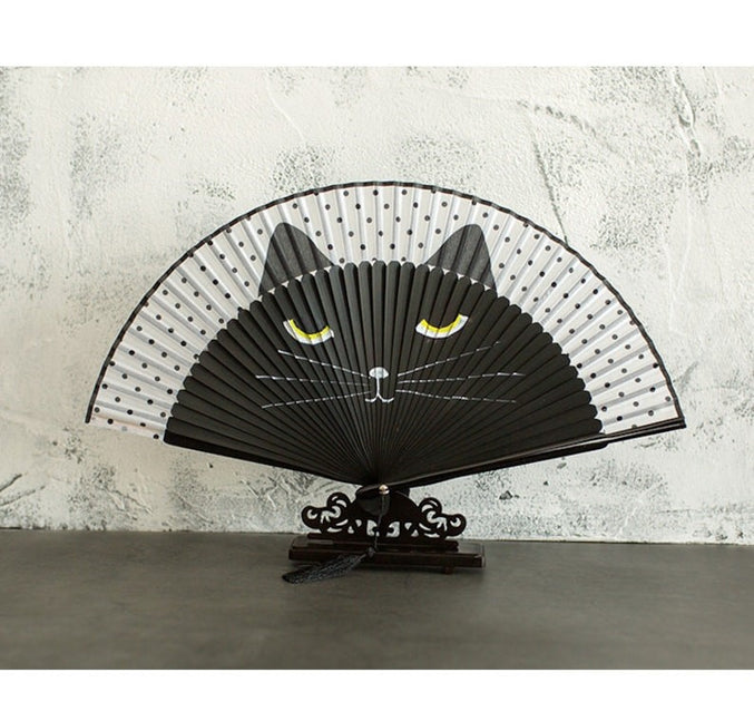 Japanese Folding Fan - Kawaii Cat | Foxtume