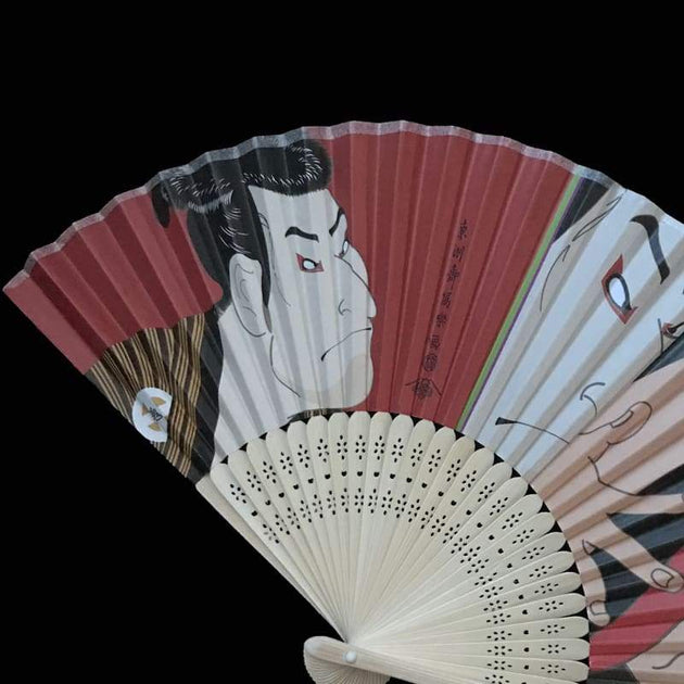 Hand fan japanese folding fan - male kabuki foxtume