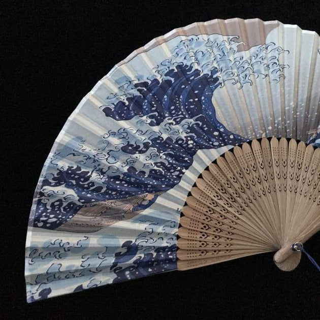 Hand Fan Japanese Folding Fan - The Great Wave Kanagawa Foxtume