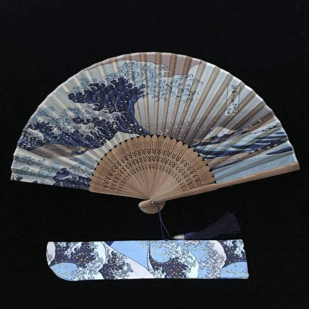Hand Fan Japanese Folding Fan - The Great Wave Kanagawa Foxtume