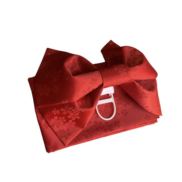 Red Pre-Tied Bow Obi Yukata Waistband